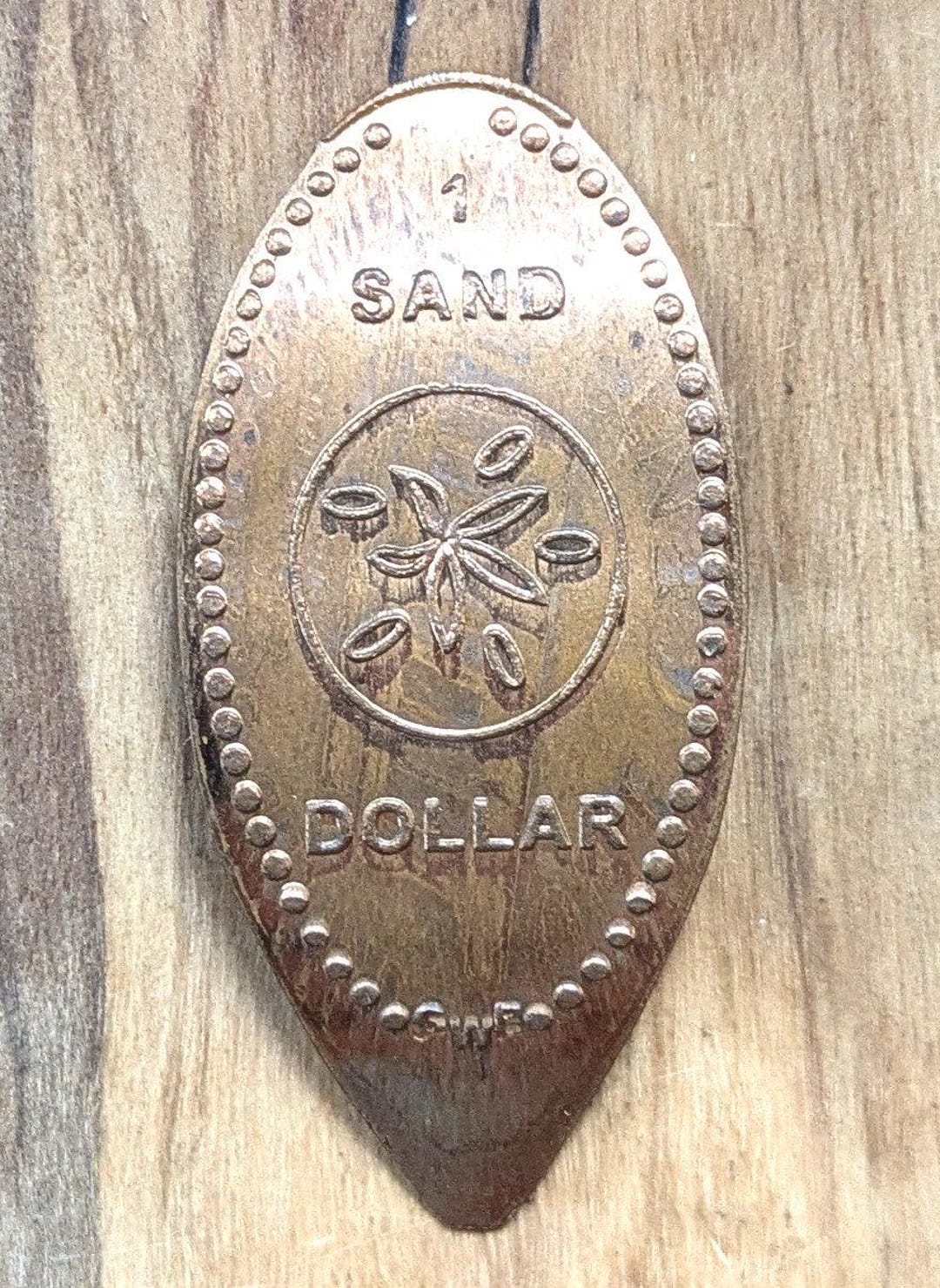 Elongated Penny 1 Sand Dollar Beach Souvenir - One Sand Dollar Penny ...