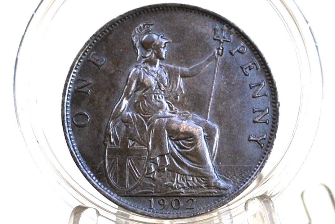 1902 Great Britain One Penny - AU Grade/condition (about Uncirculated ...