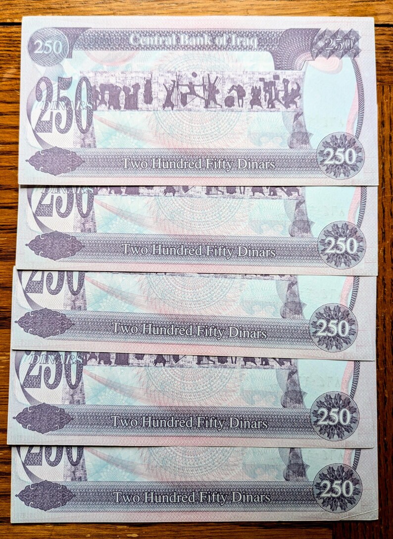 1995 Iraq 250 Dinars Note Consecutive Serial Set - Saddam Hussein Notes ...