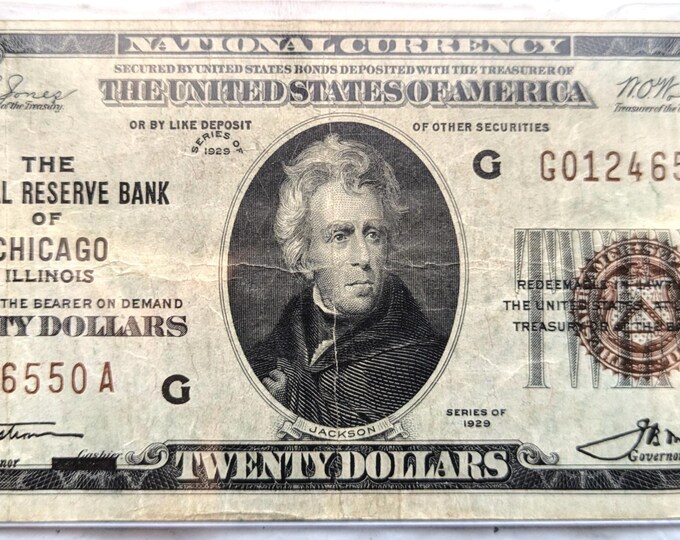 1929 National Currency 20 Dollar Note - Choice Very Fine (VF+ ...