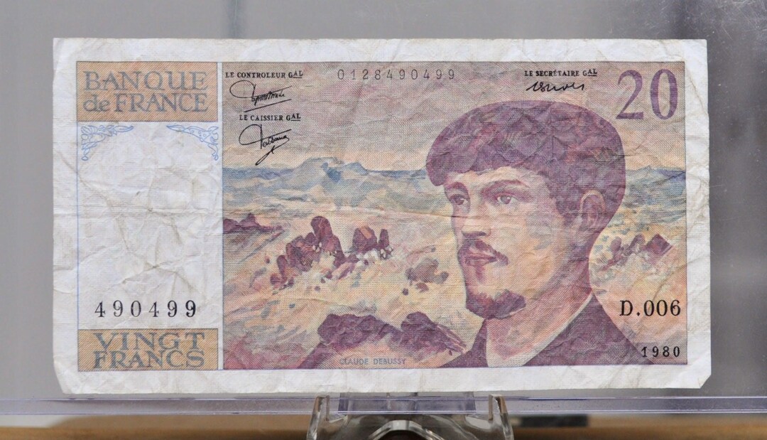 1980 Bank of France 20 Franc Note - Rarer First Issue - Claude Debussy ...