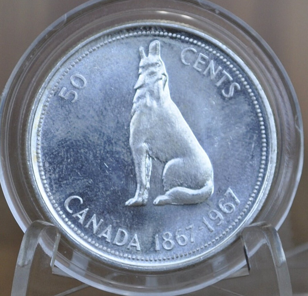 1967 Canadian Silver Half Dollar - BU (uncirculated) Prooflike -80% ...