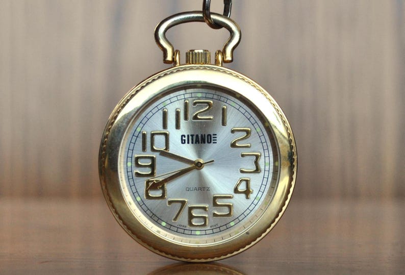 Vintage Gitano Gold Tone Pocket Watch Pendant - Working - Antique ...
