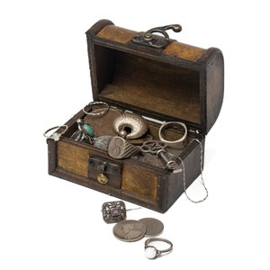 Treasure Chest Filled With Real Silver Jewelry, Old and Ancient Coins ...