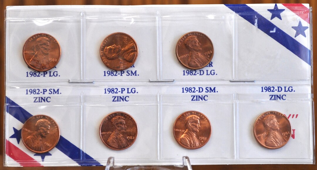 1982 Lincoln Memorial Penny Cent Set - All Types, 82 Small Date, Large ...