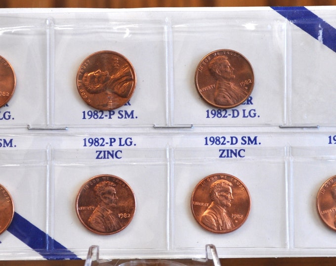 1982 Lincoln Memorial Penny Cent Set - All Types, 82 Small Date, Large ...