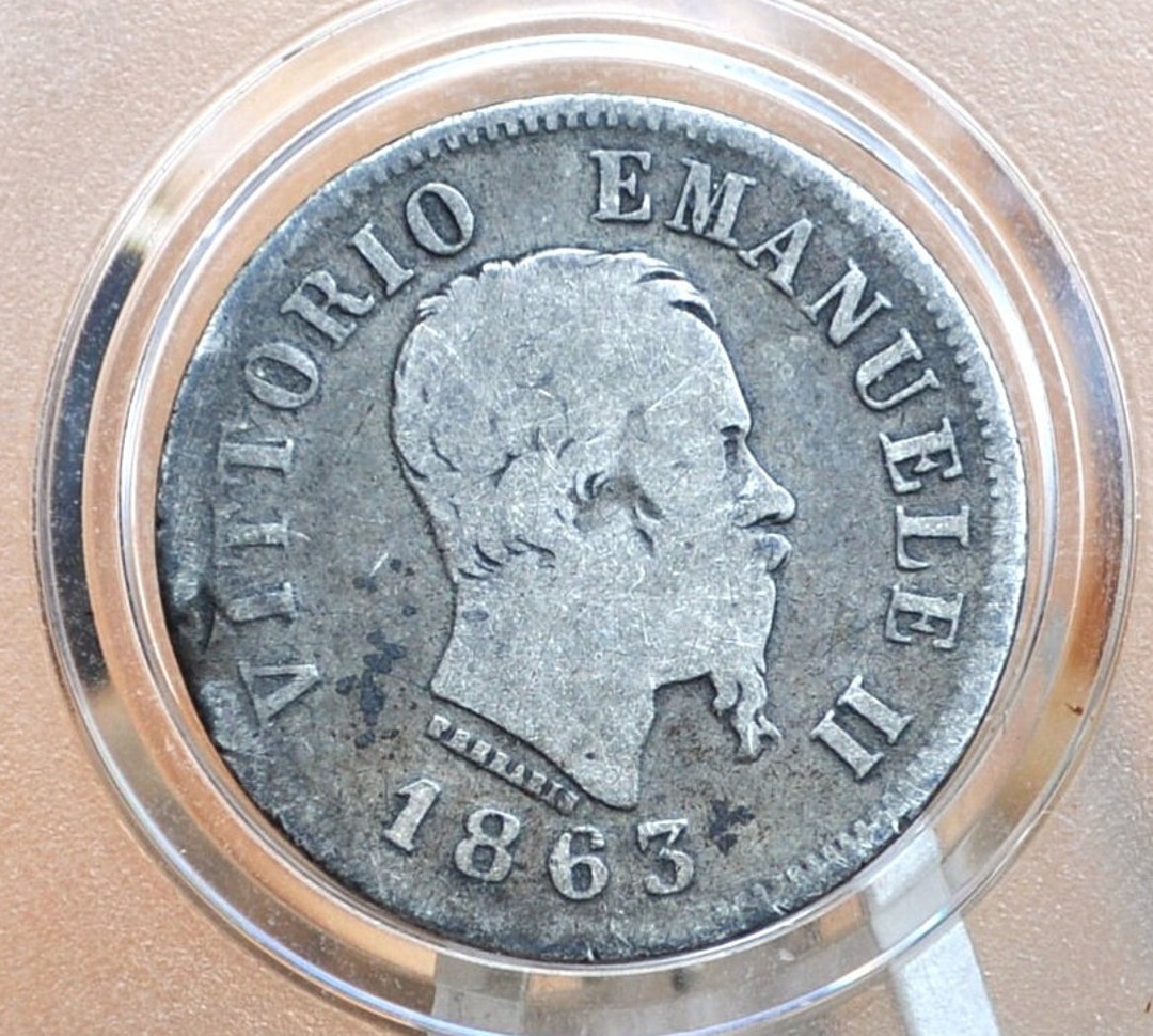 1863 Italian 50 Centesimi - Silver - 1863 50 Cent Coin Italy - Vittorio ...