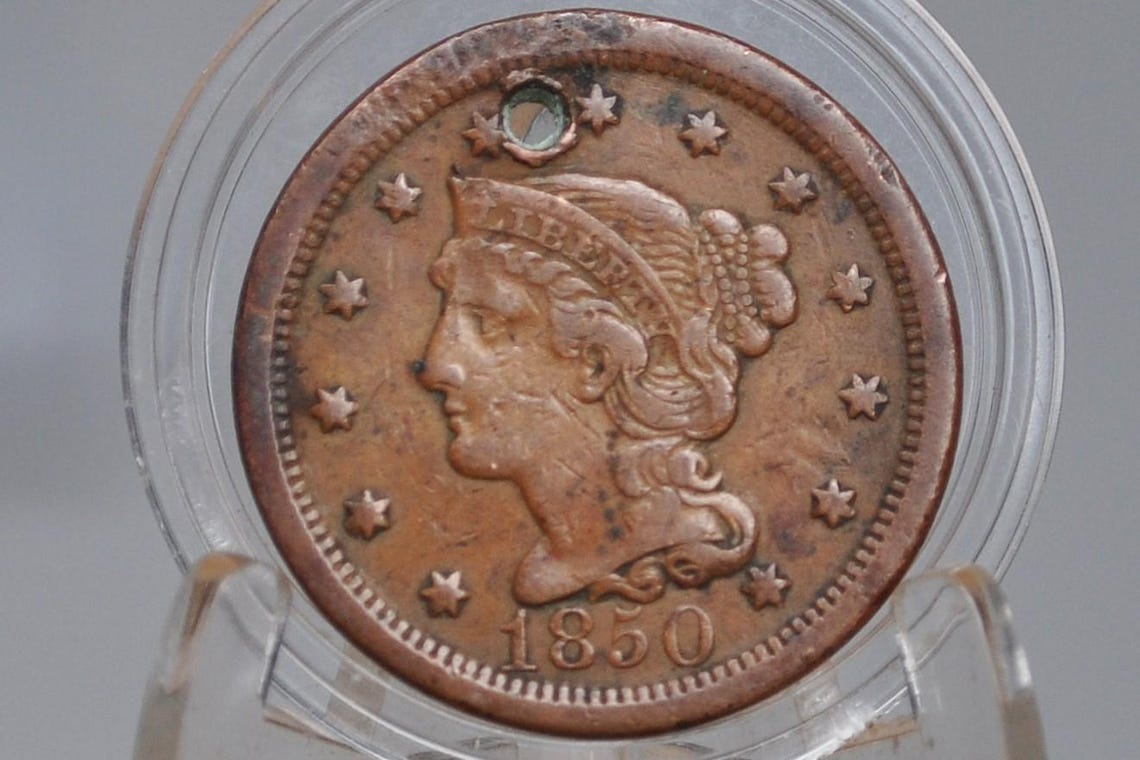 1850 Braided Hair Large Cent - VF (very Fine) Grade / Condition - 1850 ...