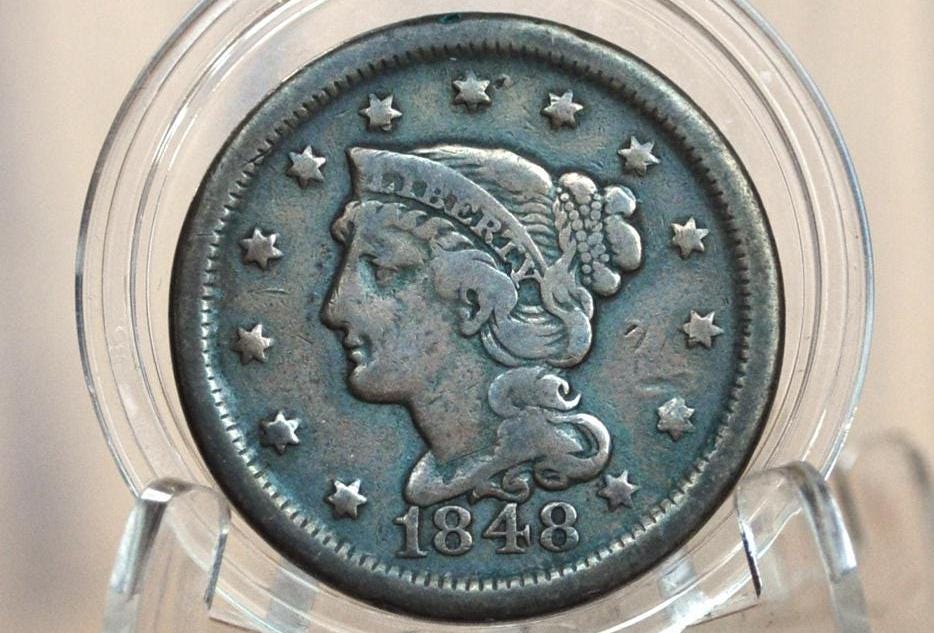 1848 Braided Hair Large Cent - Choose by Grade VG-VF - 1848 Coronet ...