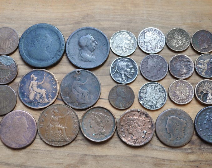 Old Coin Lot, 24 Coins, US & UK Coins 1790's-1930's - Varying ...
