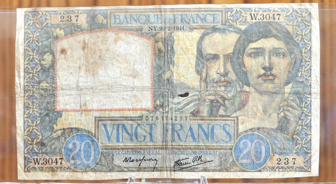 1941 France 20 Franc Banknote - Travail Et Science Type - 20-2-1941 ...