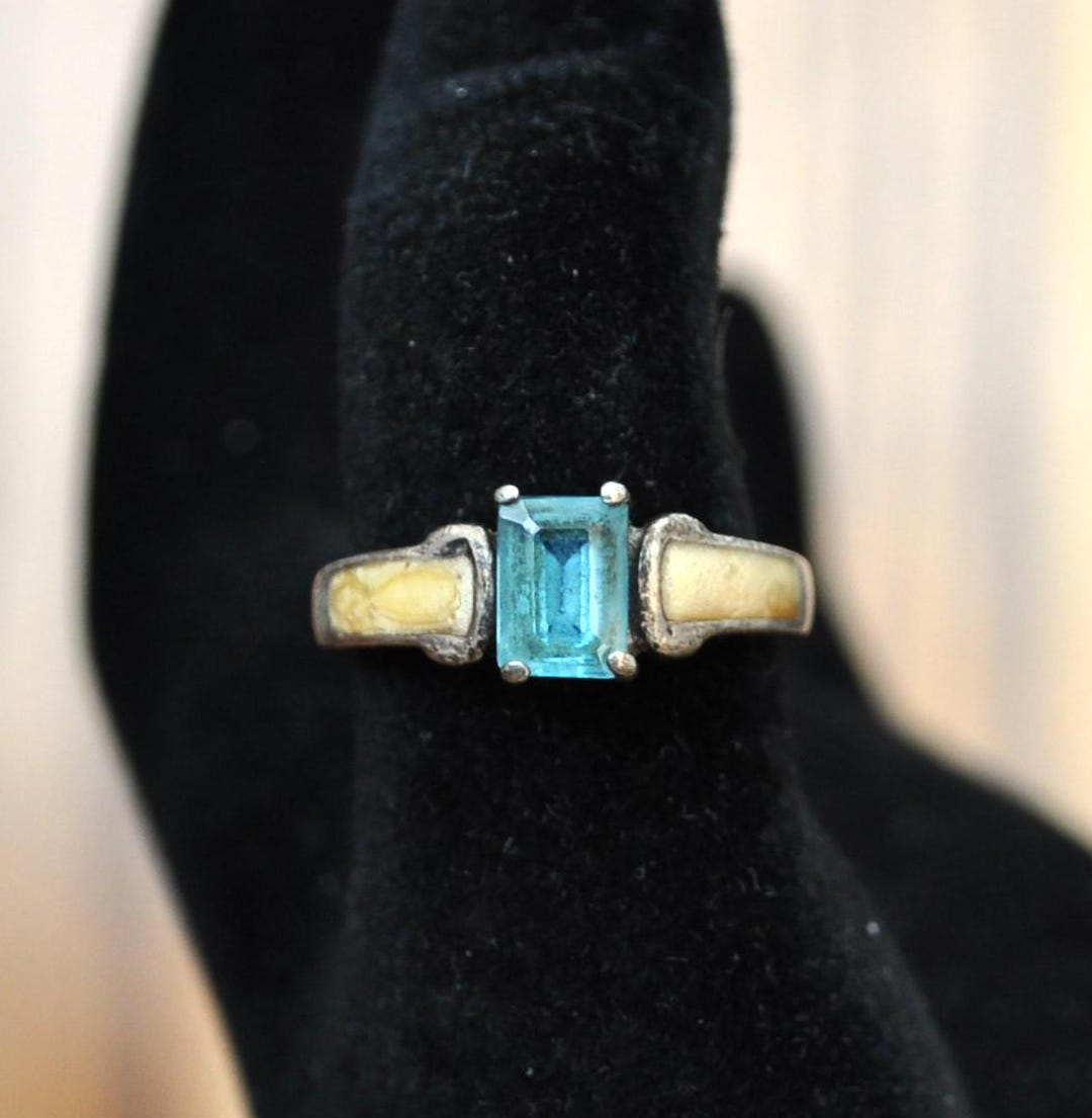 Vintage Avon Sterling Silver 925 Blue Topaz Enamel Ring - Size 7 - Avon ...