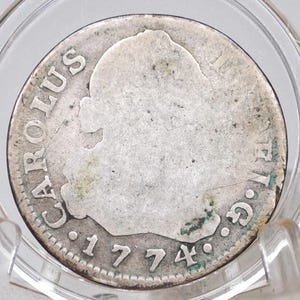 1774 Spanish 2 Reales, Silver - Spanish Silver Colonial Era Coin 1774 ...