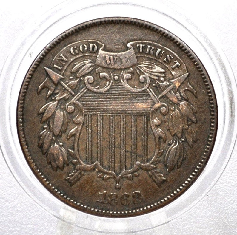 1868 Two Cent Us Coin - G-xf (good to Extreemly Fine) Grade / Condition ...