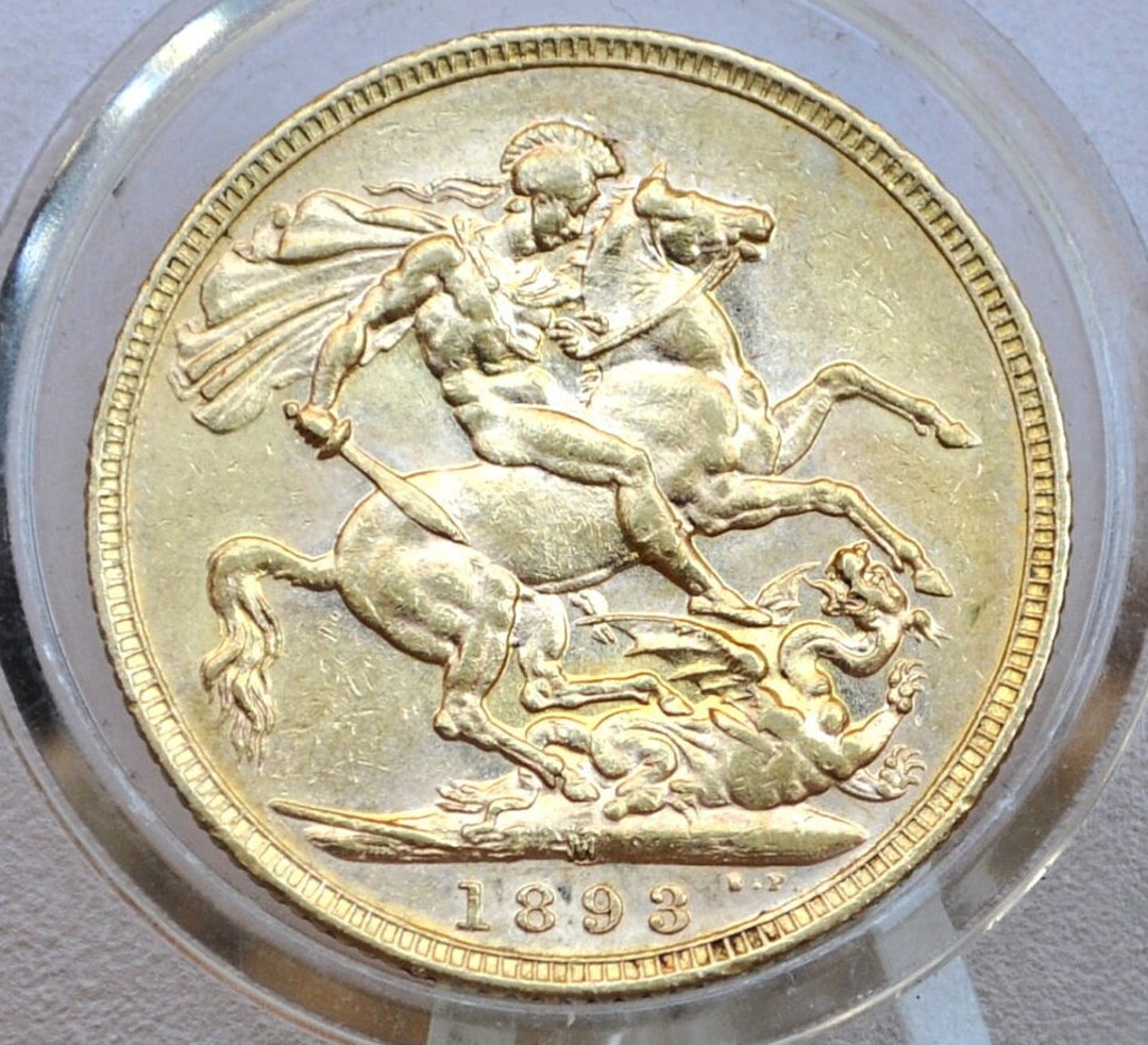 1893-M Great Britain Gold Sovereign Melbourne Mint AU Grade / Condition ...