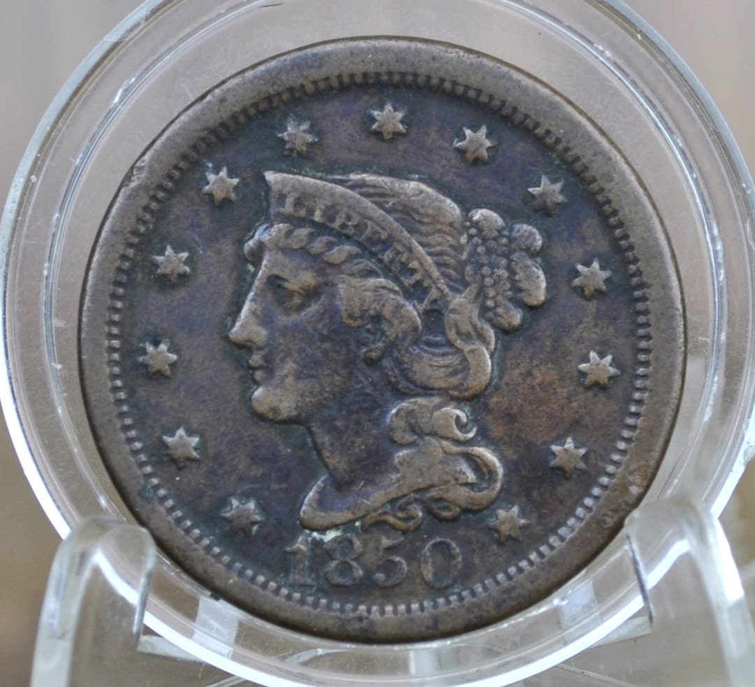 1850 Braided Hair Large Cent VF very Fine Grade / - Etsy