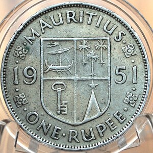 Rarer 1951 Mauritius 1 Rupee Great Condition Crown Colony Mauritius ...