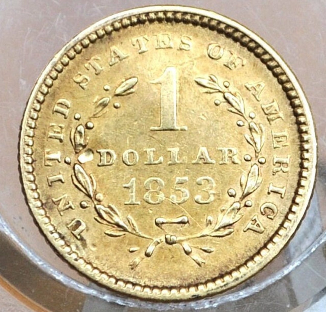 1853 Liberty Head One Dollar Gold Coin Great Detail 1 Dollar Gold Coin ...