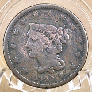 1840 Braided Hair Large Cent - Choose by Grade / Coin - 1840 Coronet ...
