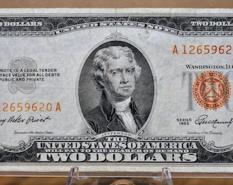 1953A US 2 Dollar Legal Tender Faded Ink Note - Contaminated Orange ...