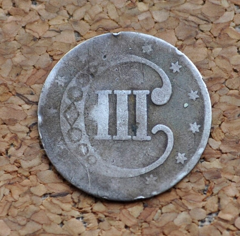 1850s Three Cent Silver US Coin - AG (about Good) Condition - Date Not ...