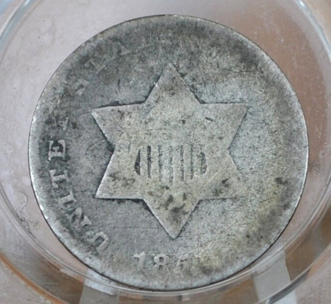 1851 Three Cent Silver US Coin AG about Good Grade / Condition 1851 3 ...