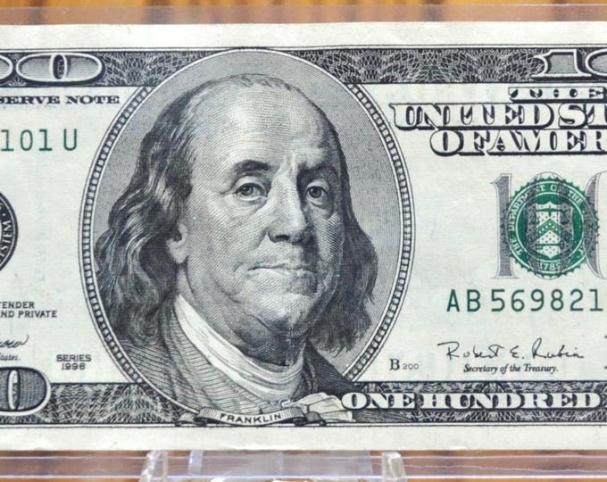 1996 100 Dollar Federal Reserve Note - New York Issue, AB Block ...