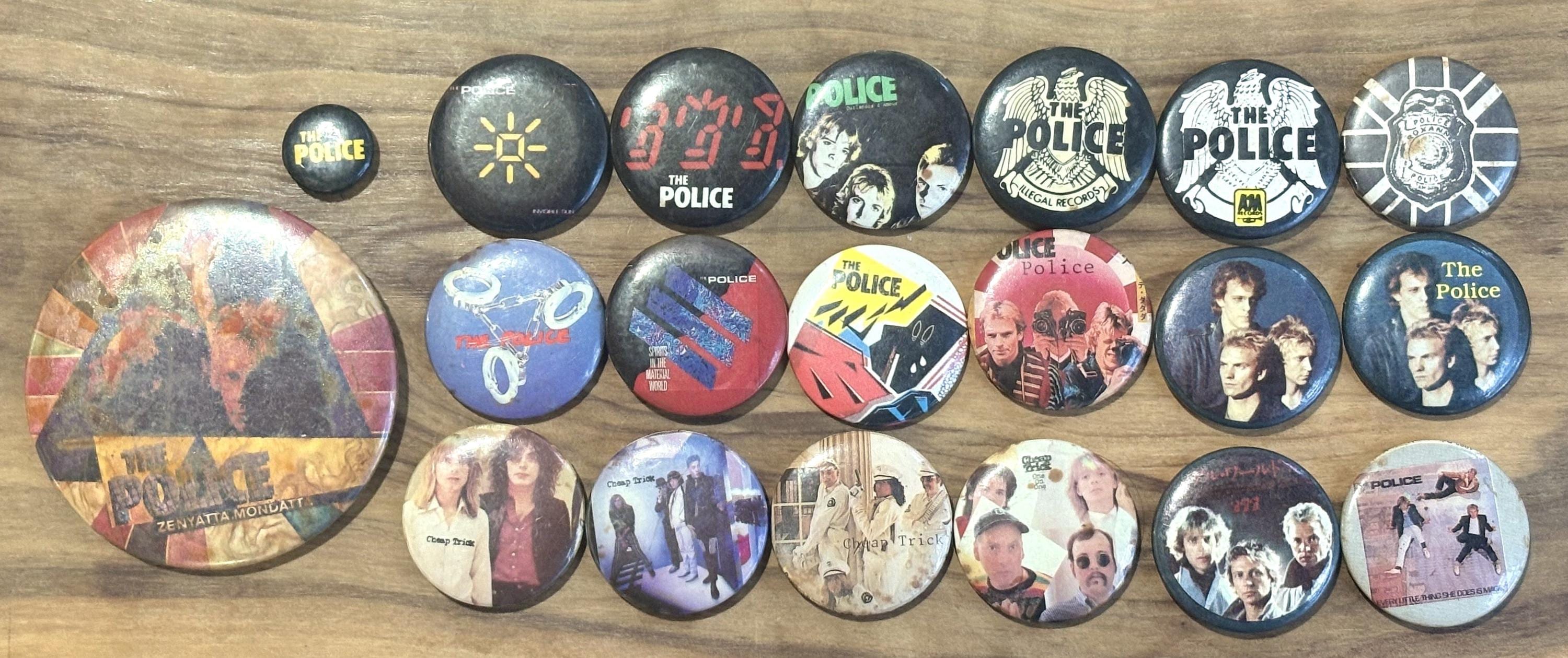 1970s Rock Band Including the Police and Cheap Trick Enamel Pins 20 to ...