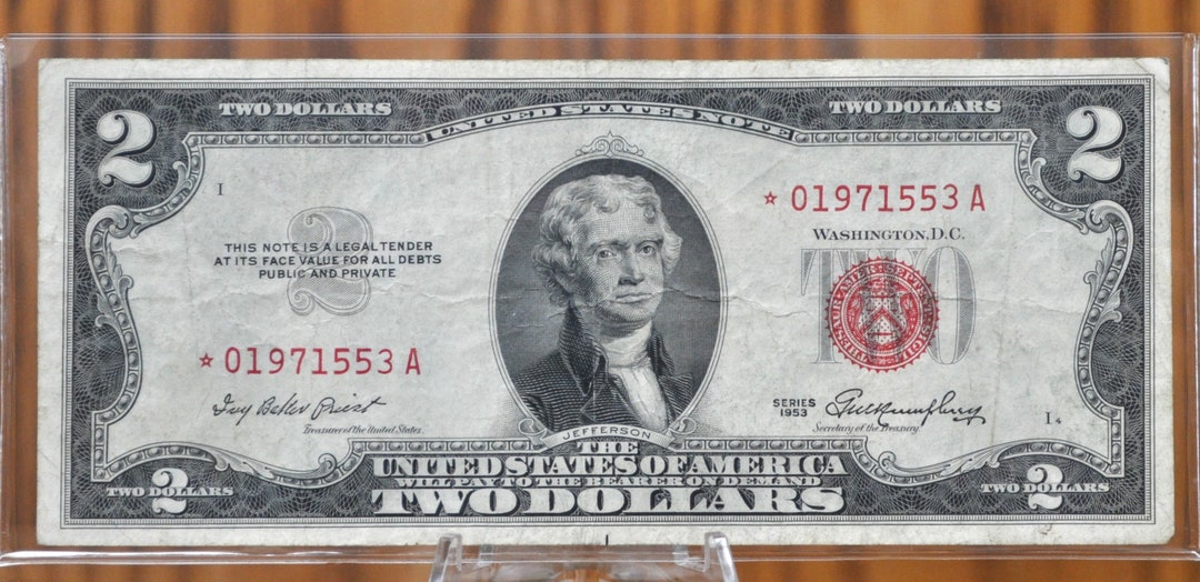 1953 STAR NOTE Red Seal 2 Dollar United States Note - VF (very Fine ...