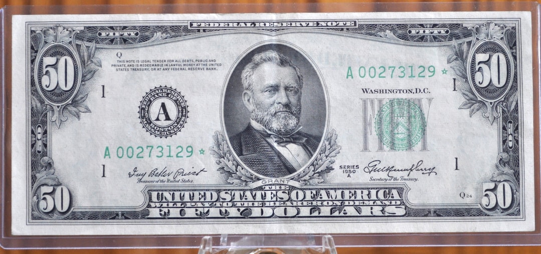 1950-A 50 Dollar Star Note Fr#2108-a* - About Uncirculated - Boston ...