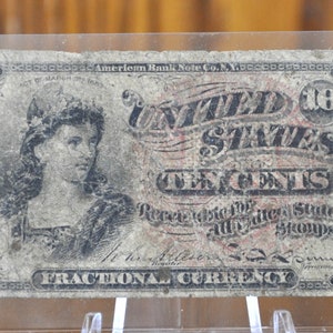 Authentic 1863 10 Cent Fractional Note Fr#1257 / 1863 Fractional ...