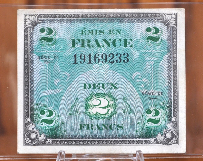 1944 France 2 Franc Paper Note - WWII Era French Bank Note, Beautiful ...