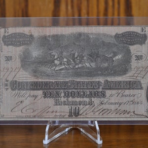 1864 Confederate States of America Ten Dollar Bill Civil War Issue ...