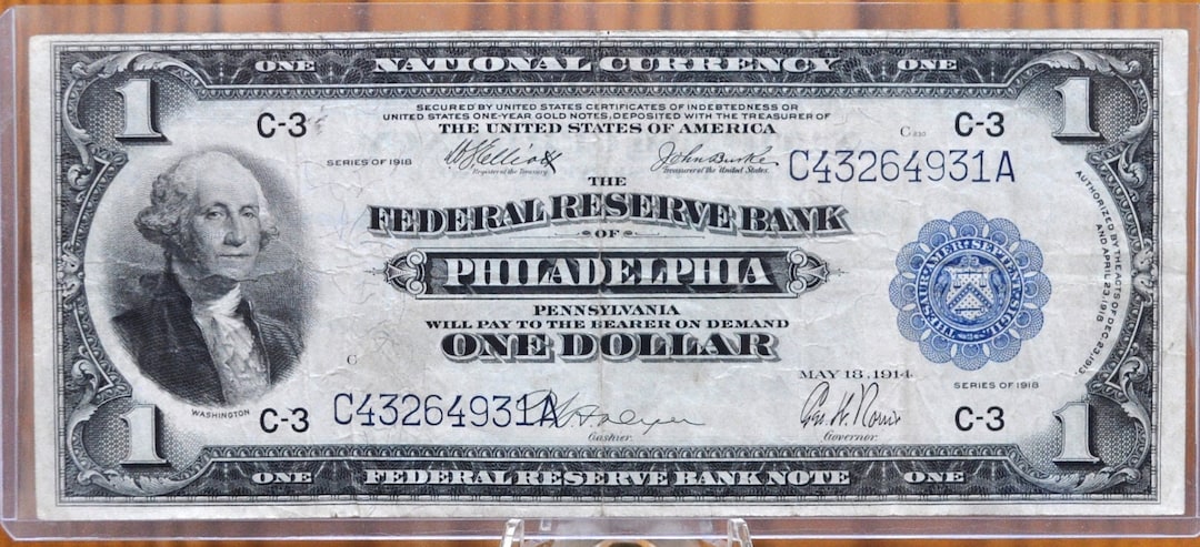 1918 1 Dollar Federal Reserve Note Large Size Fr717 - XF, Nice Note ...
