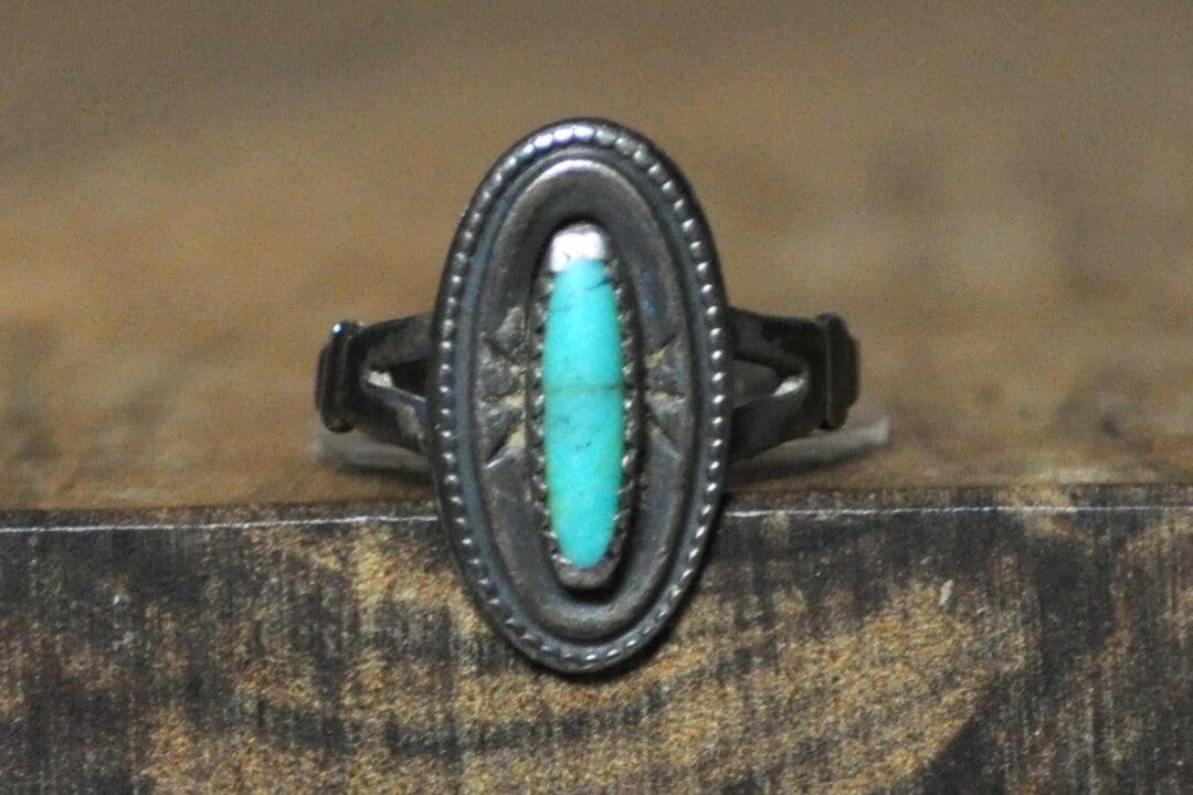 Bell Trading Post Sterling Silver Slender Oval Turquoise Stone Ring ...