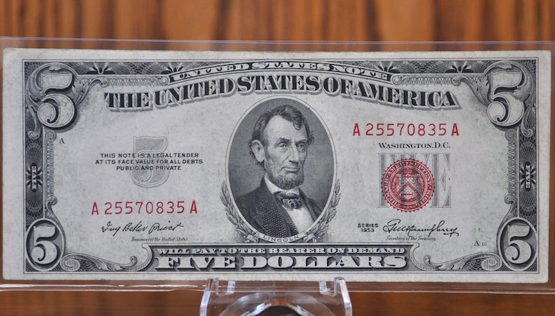 1953 Red Seal 5 Dollar Bill Fr#1532-1535 - Choose by Grade - Single ...