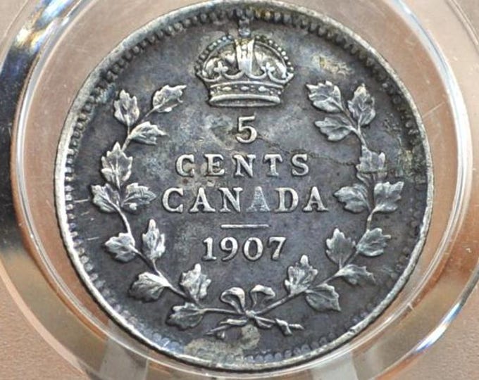 1907 Canadian Silver 5 Cent Coin - Choose by Coin / Condition - King ...