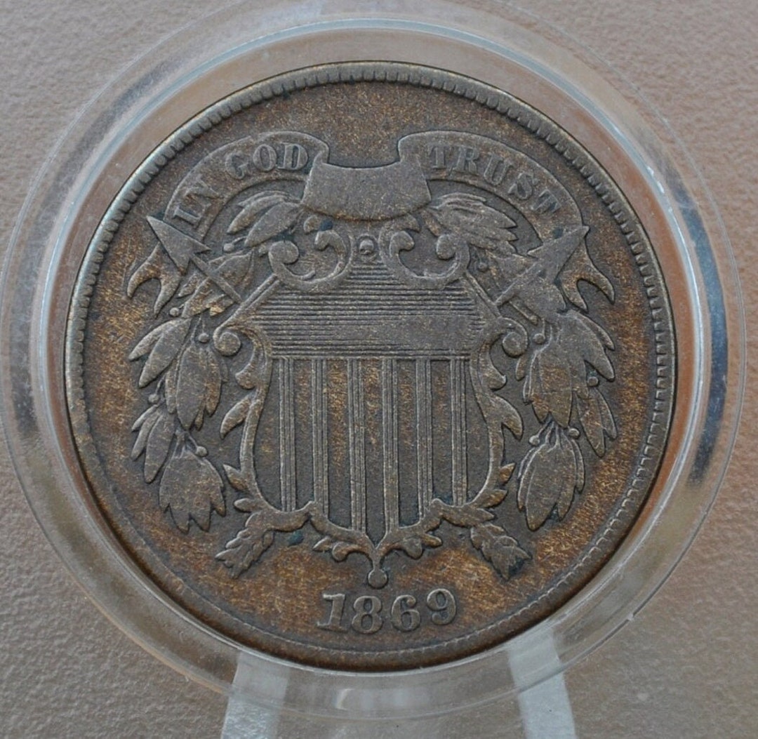 1869 Two Cent US Coin - VG-F (very Good to Fine) Grade / Condition - Civil War Era - 2 Cent ...