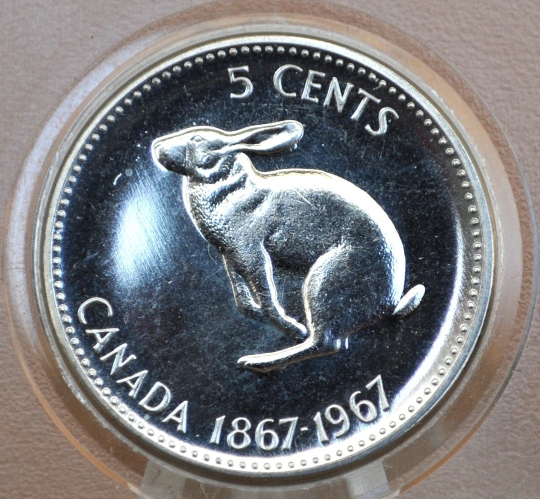1967 Canadian Nickel, Prooflike - Rabbit / Snow Hare Design ...