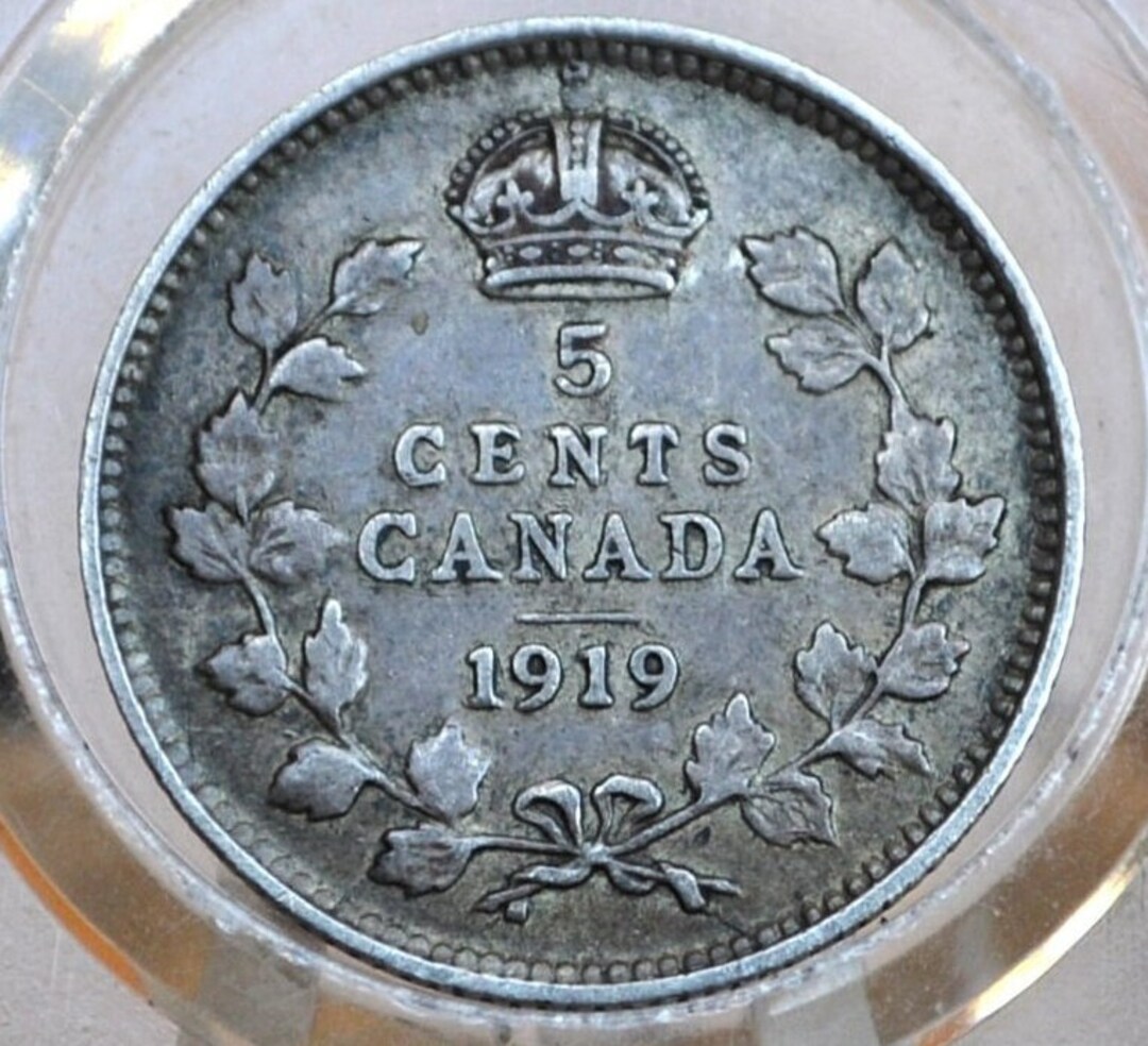 1919 Canadian Silver 5 Cent Coin - Very-extremely Fine - Canada 5 Cent ...