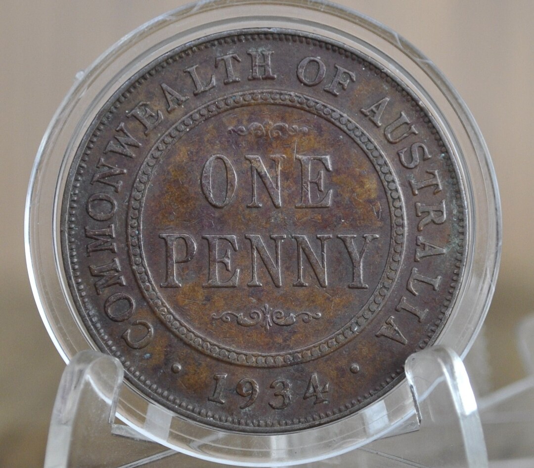 1934 Australian One Penny - XF - King George - Australian One Cent 1934 ...