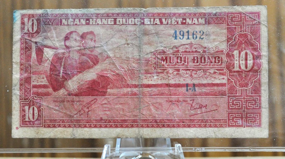 1962 South Vietnam 10 Dong Banknote - Peasant Couple Type - Low Series ...