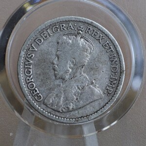 1920 Canadian Silver 5 Cent Coin - F (fine) Condition - King George ...