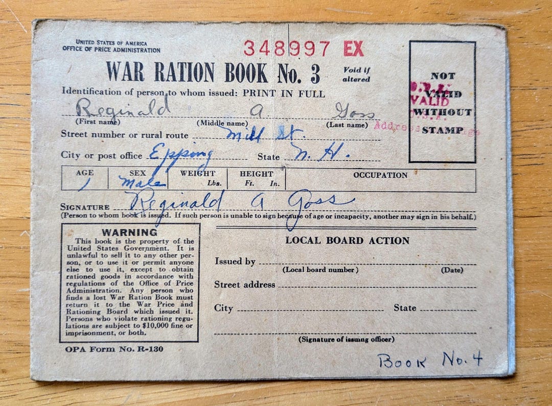 1943 World War II Ration Book No. 3 With Stamps - Most Stamps Included ...