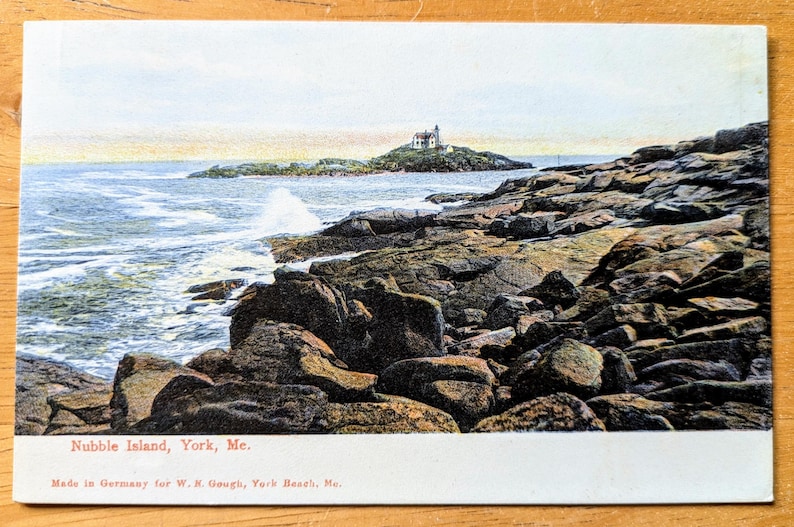 1900s Nubble Island Lighthouse York Maine Postcard - Made in Germany ...