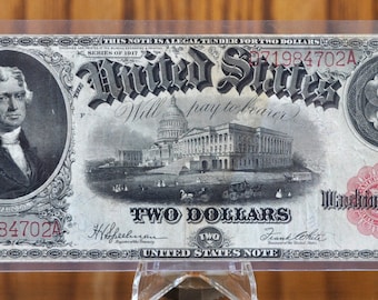 1917 2 Dollar Bill F fine Grade / Condition Rarer Note 1917 Horse ...