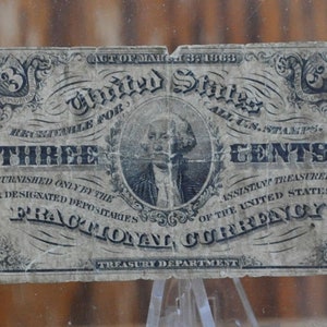 1863 3 Cent Fractional Currency - Choose by Grade / Condition - Light ...