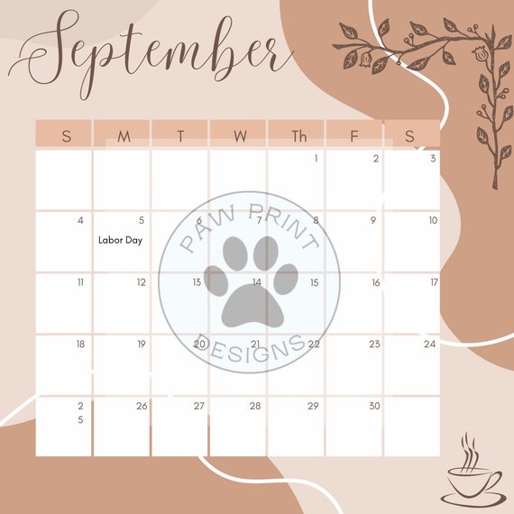 September Calendar Digital Download - Etsy