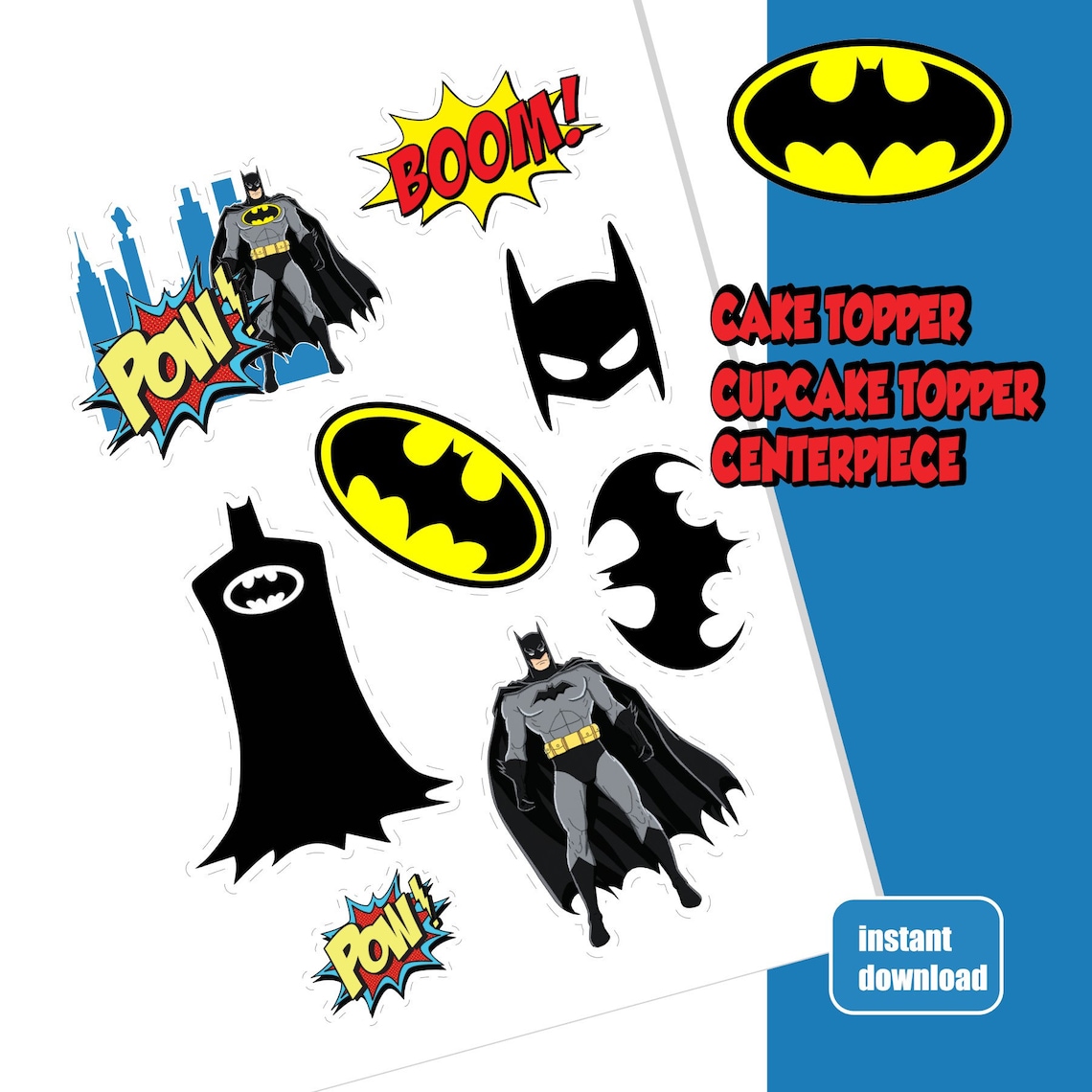 Template Batman Cake Topper Printable