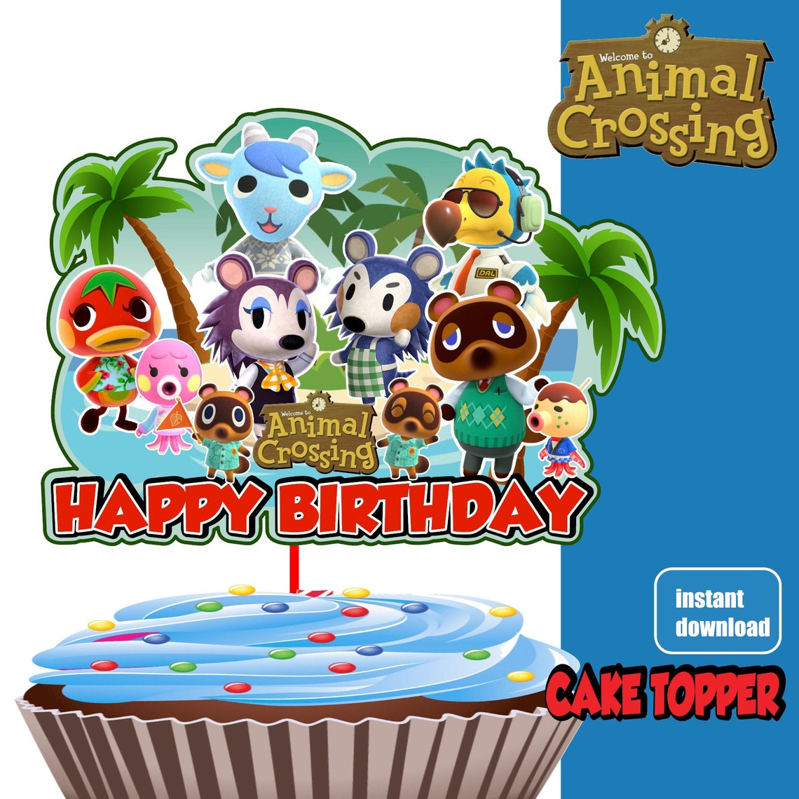 Animal Crossing Cake Topper Animal Crossing Animal Crossing | Etsy